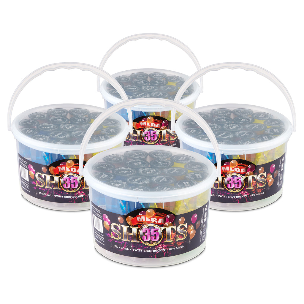 4x 35 Shots MEGA Bucket, Alcohol Shot Bucket – Platinum Liquor